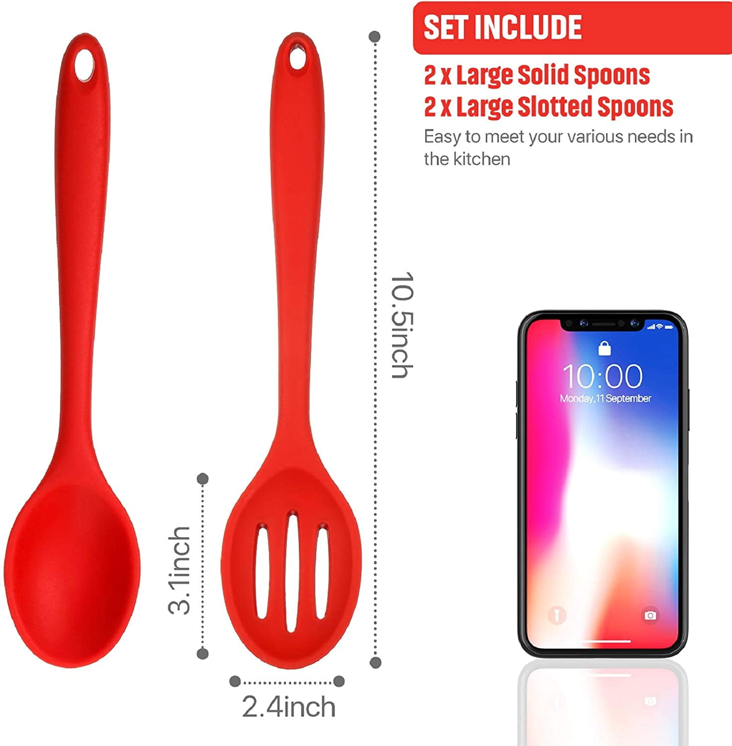 TRA-4 Pcs Silicone Cooking Utensils Set 10.6 Inch Large Silicone ...