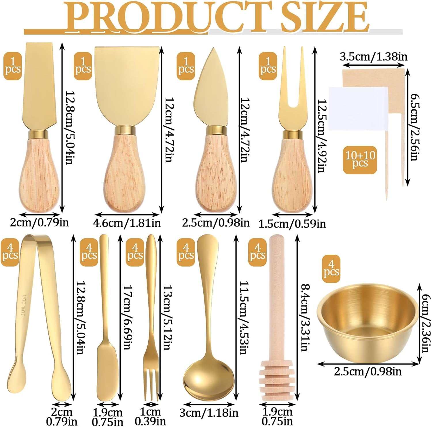 TRA-48 Pcs Charcuterie Board Accessories Gold Charcuterie Serving Utensils Stainless Steel ...