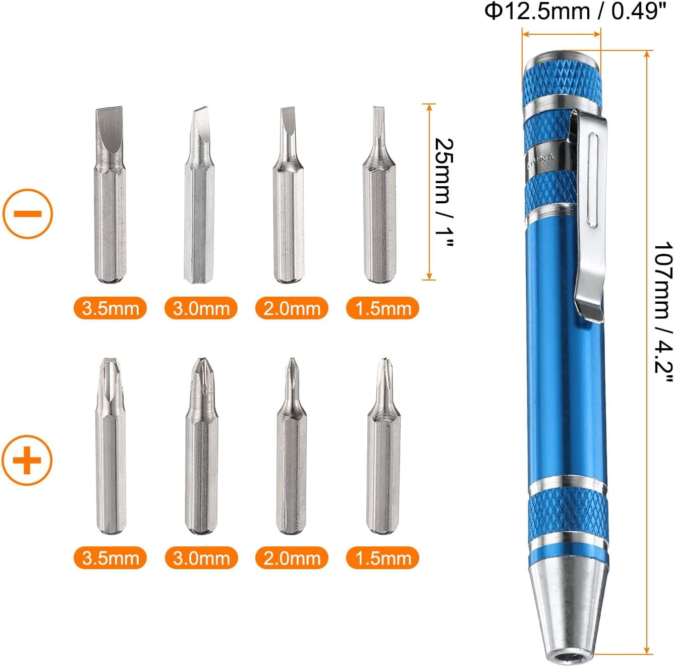 TRA-4pcs 8 in 1 Mini Pocket Pen Screwdriver Set CR-V Multi-Function ...