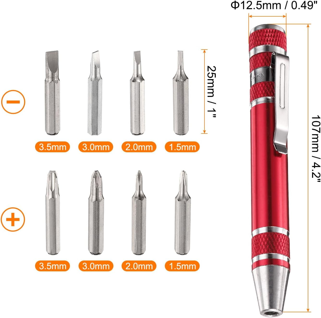 TRA-4pcs 8 in 1 Mini Pocket Pen Screwdriver Set CR-V Multi-Function ...