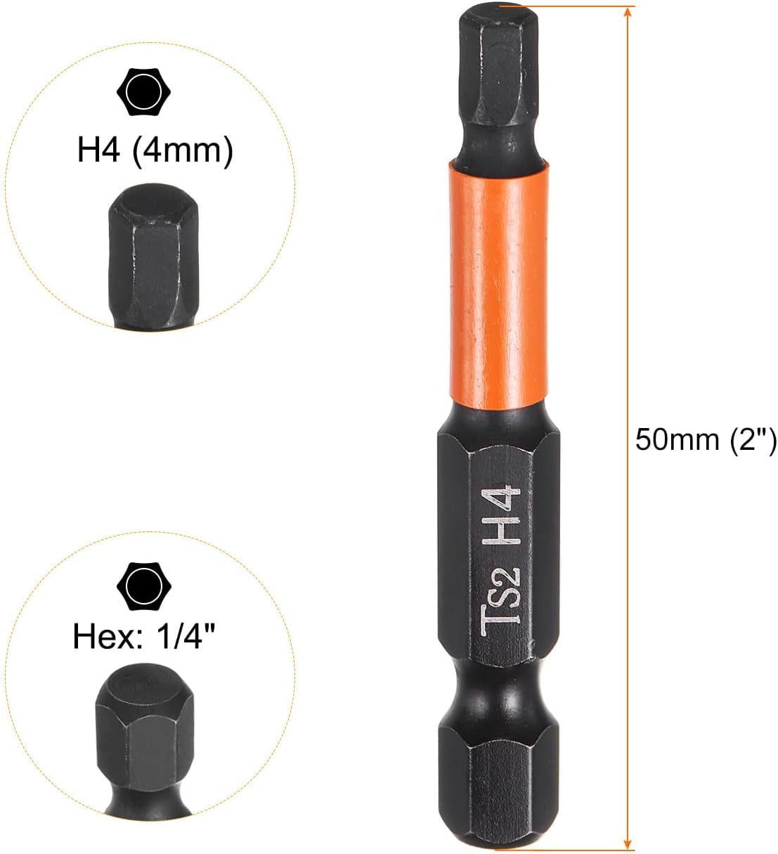 TRA-4pcs H4 Hex Head Drill Bit Wrench 4mm Metric Flat Tip 1/4" Hex ...