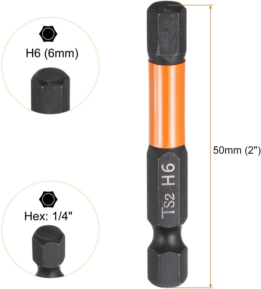 TRA-4pcs H6 Hex Head Drill Bit Wrench 6mm Metric Flat Tip 1/4" Hex ...