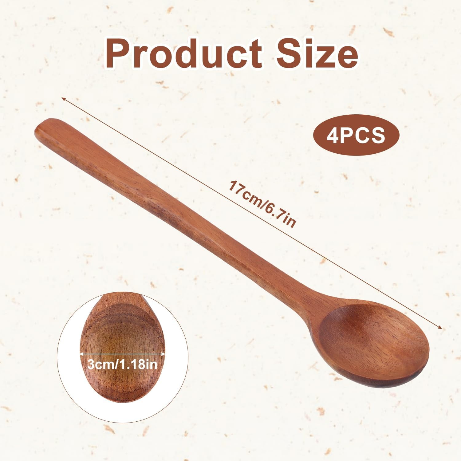 TRA-4pcs Small Wooden Spoons, 6.7 Inch Smooth Honey Spoon Mini Wood ...