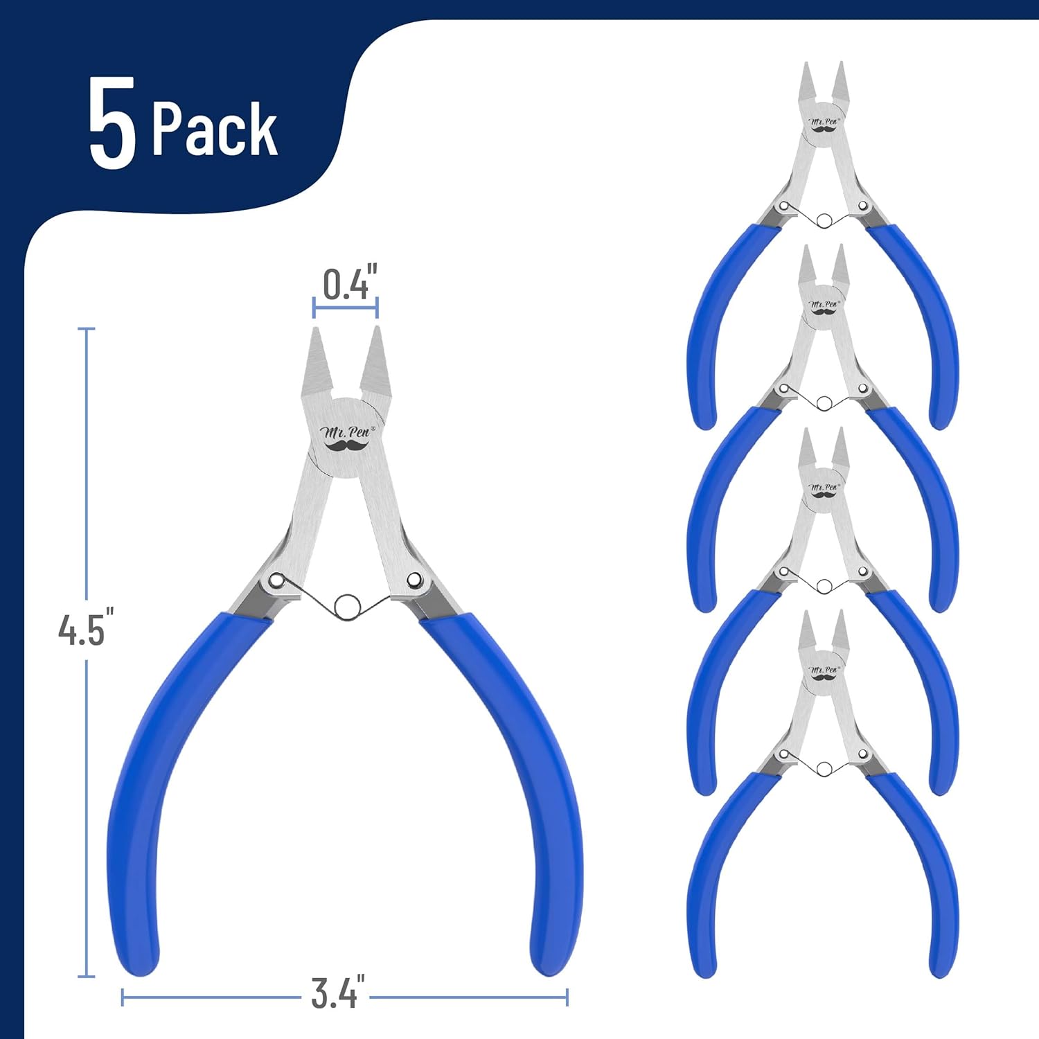 TRA-5 Inch 5 Pack Wire Cutters - Diagonal, Flush, Side, Nippers ...