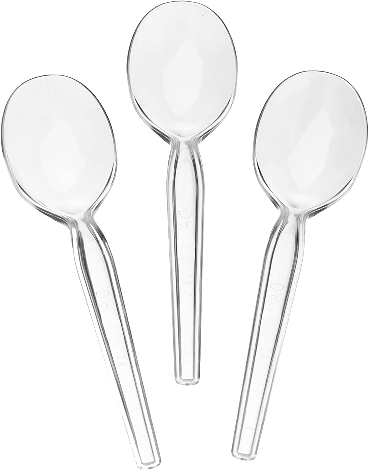 TRA-[50 Count] Plastic Clear Soup Spoons, Heavyweight Disposable ...