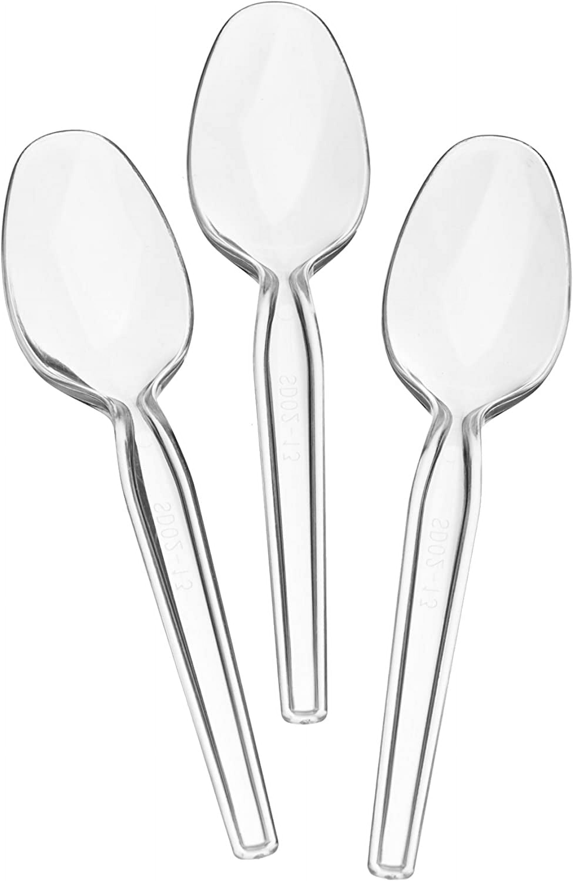 TRA-[50 Count] Plastic Clear Teaspoons, Heavyweight Disposable Cutlery ...