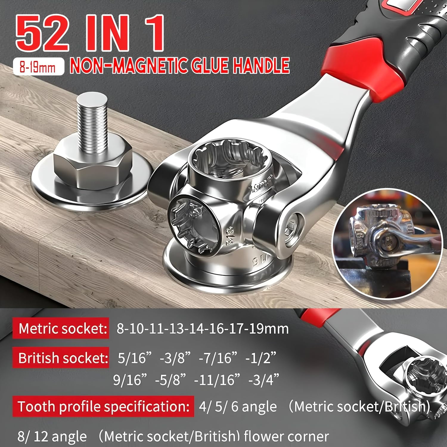 TRA-52 in 1 Socket Wrench & Screwdriver Set, Stainless Steel Multi ...
