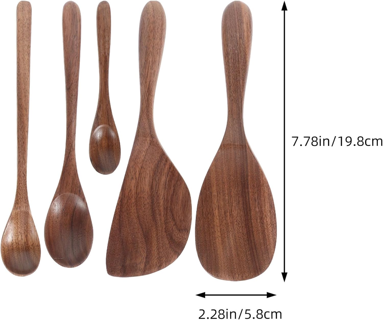 TRA-5pcs/set Wooden Black Walnut Soup Rice Paddle Serving for Eating ...