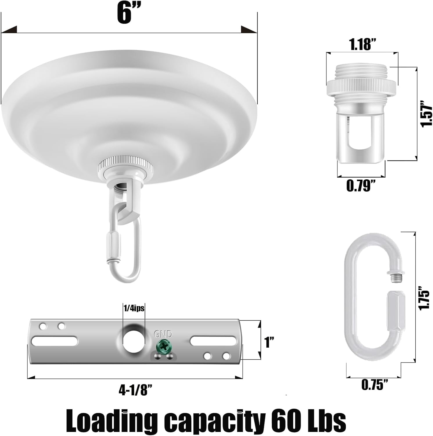 TRA-6 Inch Light Canopy Kit with Heavy Duty, Replacement Cover Plate ...