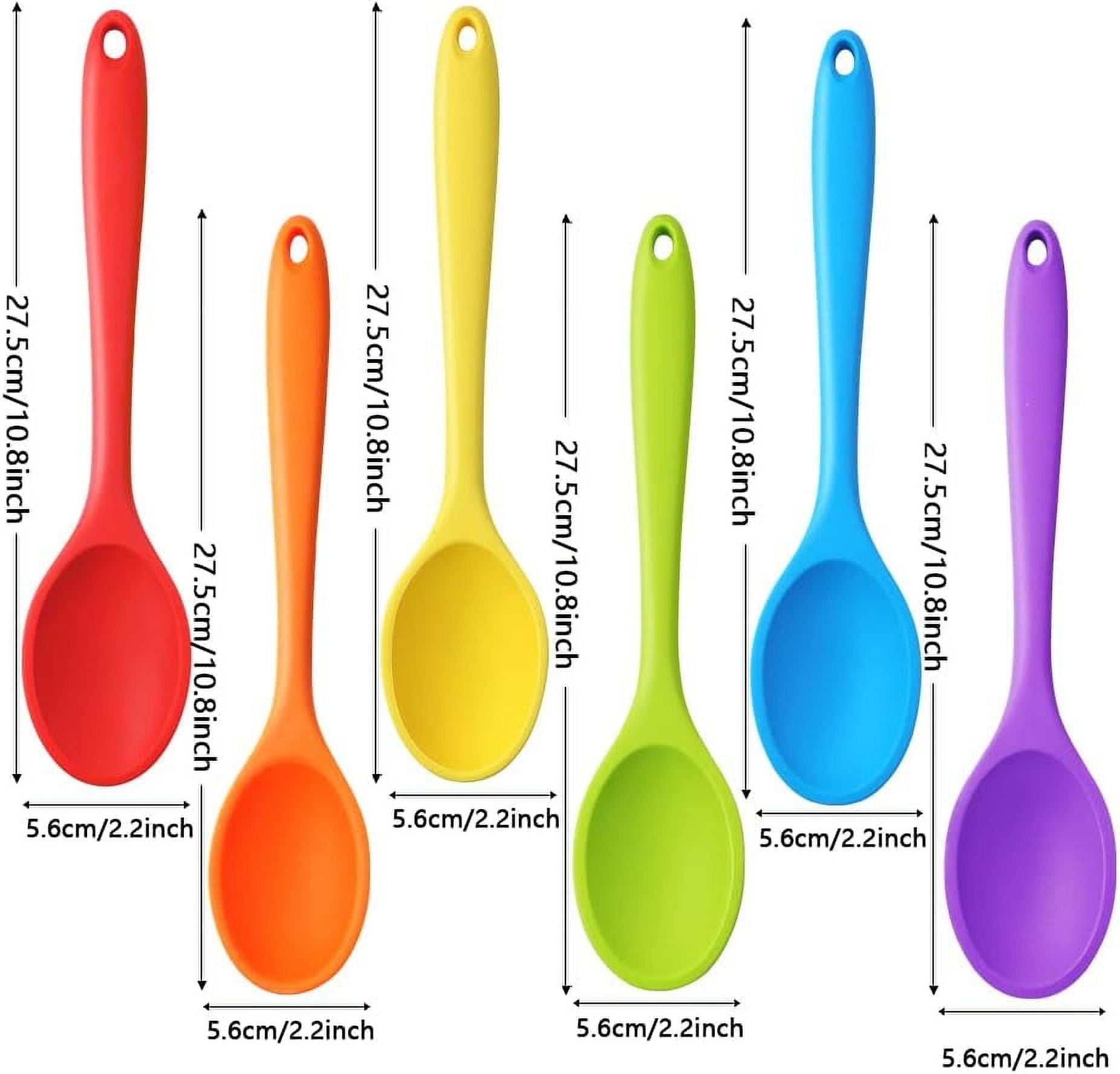 TRA-6 Pack 10.8'' Large Silicone Spoons, Heat Resistant Silicone Basting Spoons, Non-Stick ...