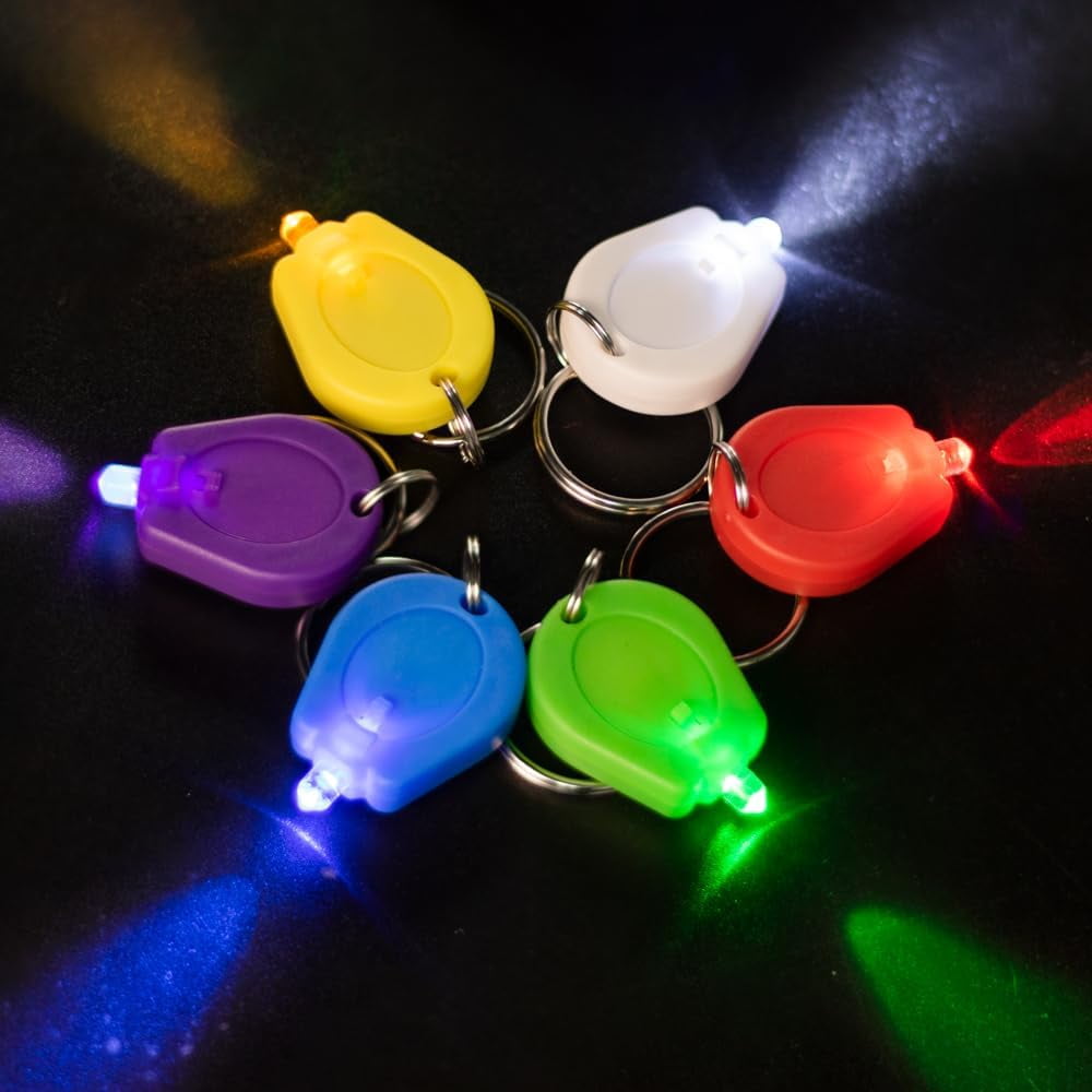 TRA-6 Pack 6-Color Lights Keychain Flashlight, UV Light Red Light Green ...