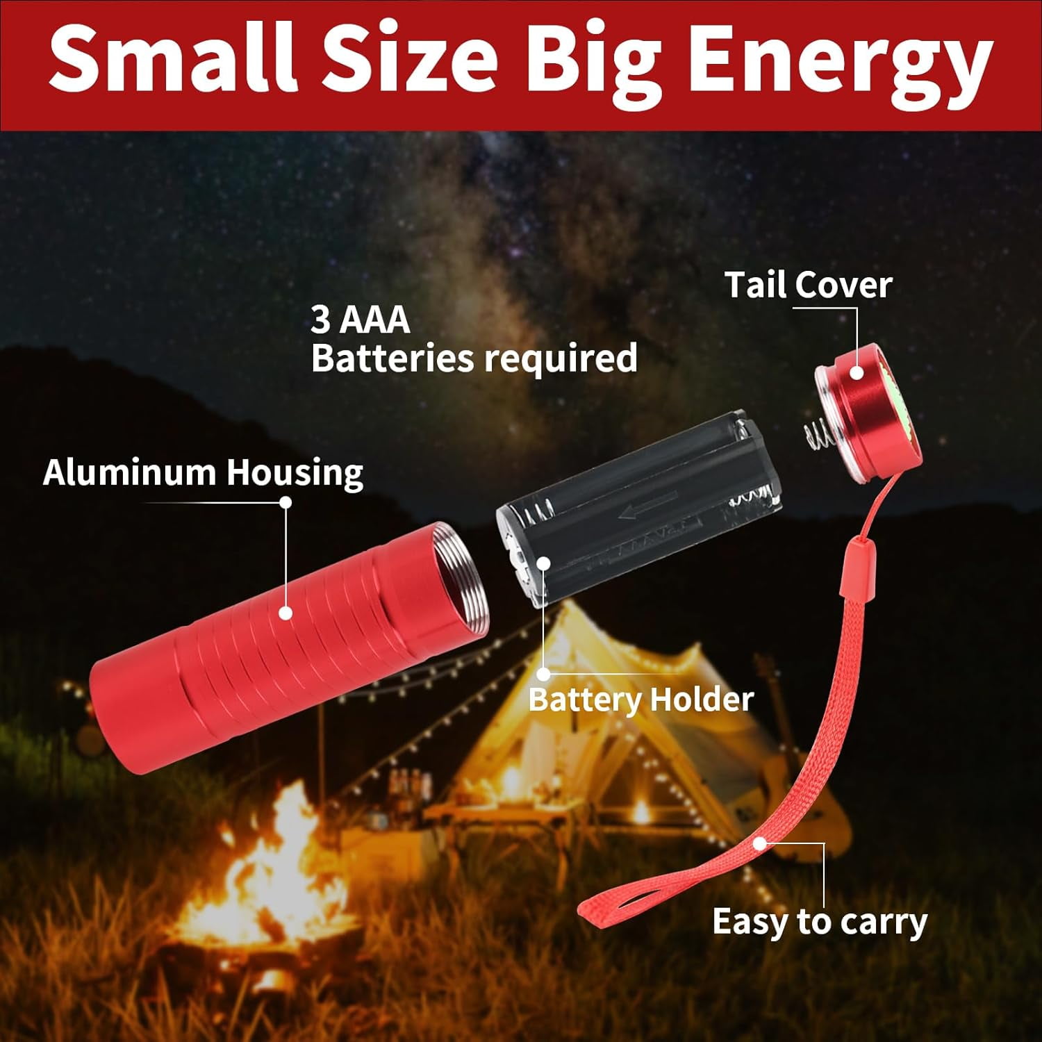 TRA-6 Pack Red Light Flashlight Mini, Small LED Red Flashlights Torch ...