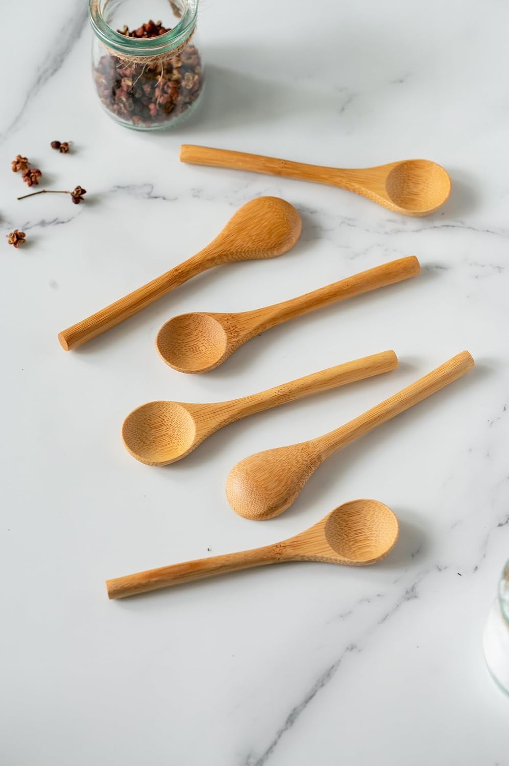 TRA-6 Pcs Organic Small Wooden Spoons, 5.2 Inches Mini Bamboo Wood ...