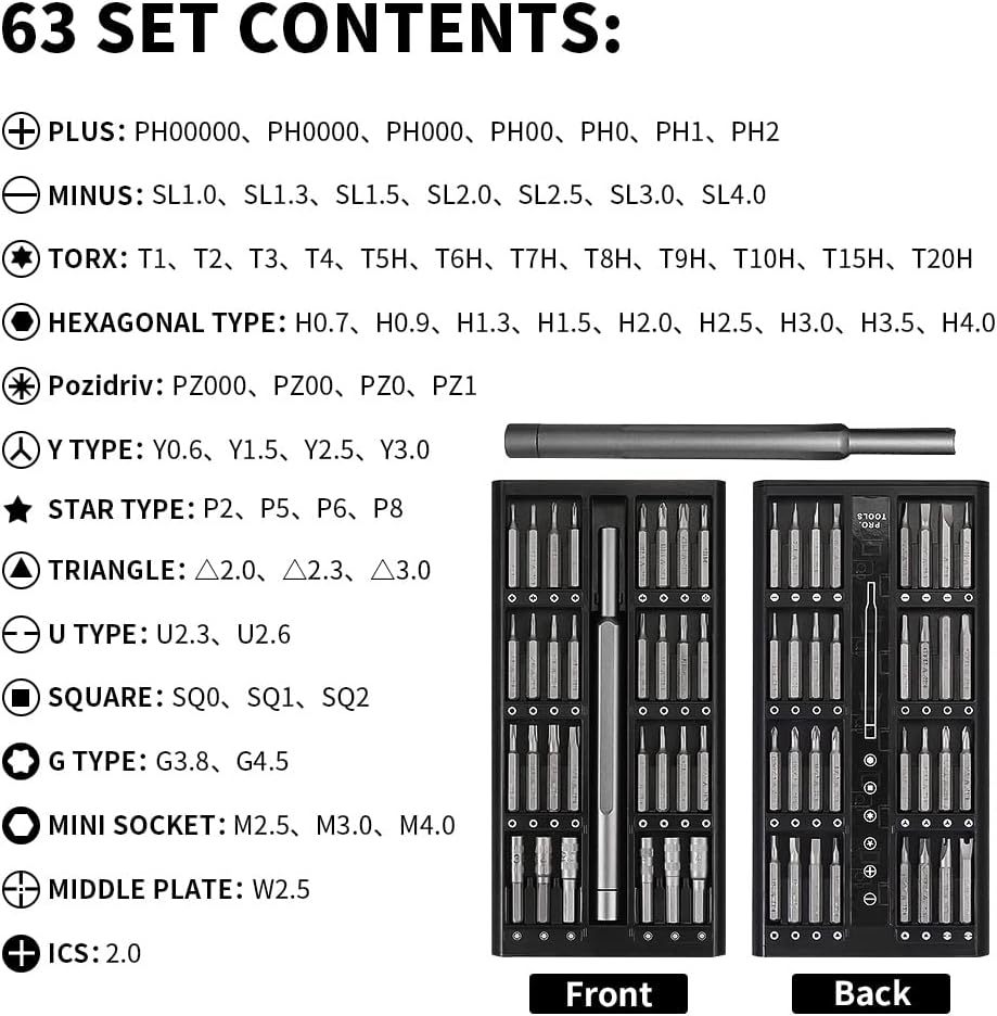 TRA-63 in 1 Precision Screwdriver Set, Electronics Precision Repair ...