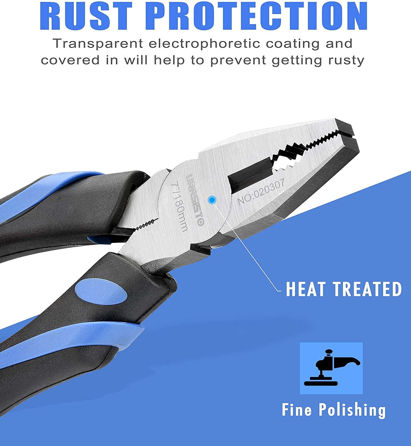 TRA-7-Inch Linesman Pliers with Rubber Grip Handle for Basic Repair ...