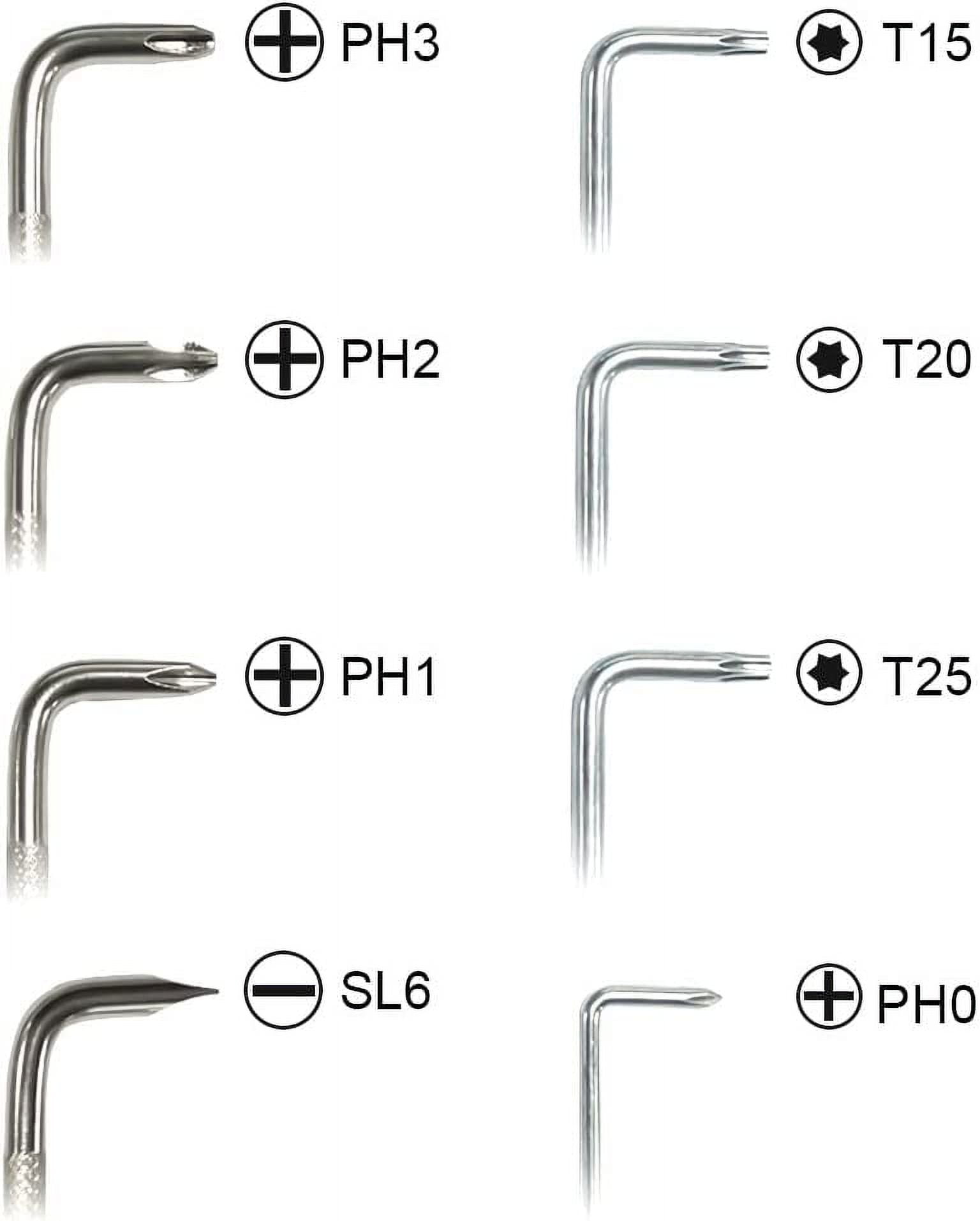 TRA-7 PCS Right Angle Screwdriver, Ph3/Ph2/Ph1/Ph0/T25/T20/T15 Offset Screwdrivers Set, Flat ...