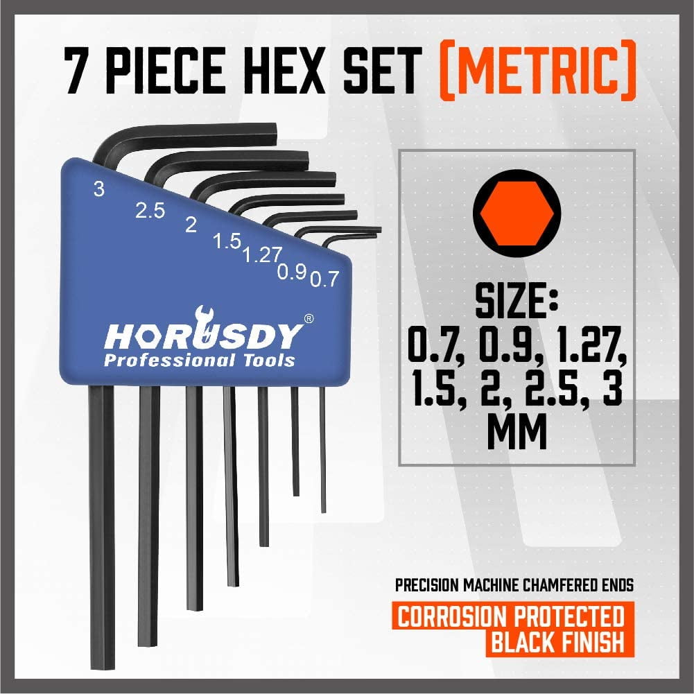 TRA-7-Piece Mini Hex Key Metric Set, L Shape Allen Wrench, 0.7mm, 0.9mm ...