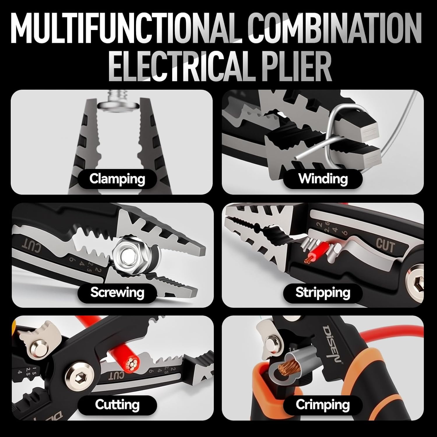 TRA-8" Electrical Pliers Tool 7-in-1, Multifunctional Combination ...