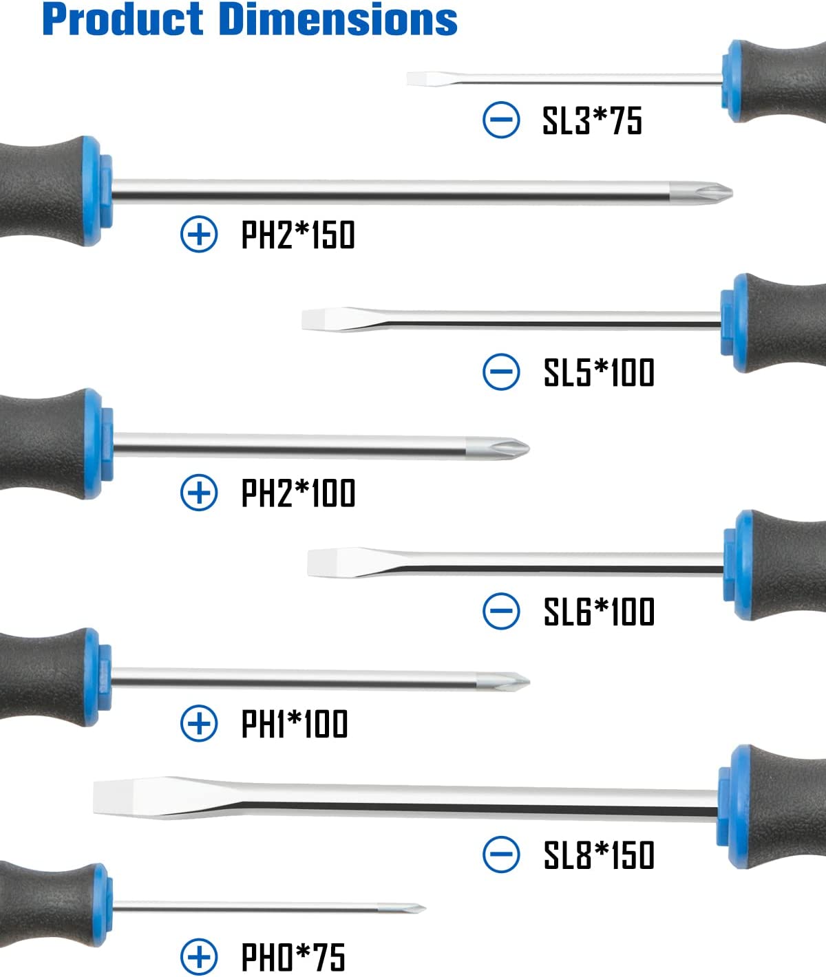 TRA-8-Piece Magnetic Screwdrivers Set with Nichrome tip, 4 Phillips and ...