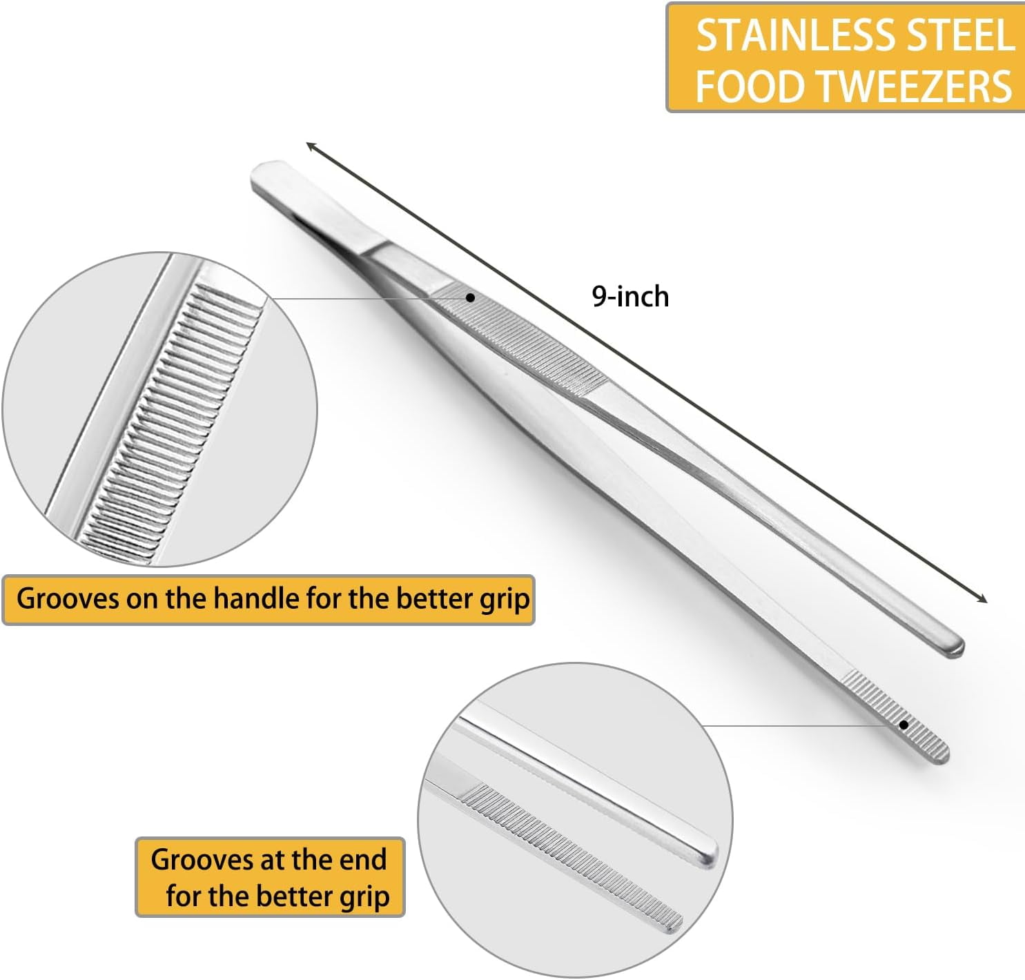 TRA-9 Inch Stainless Steel Kitchen Tweezers Multi-function Precision ...