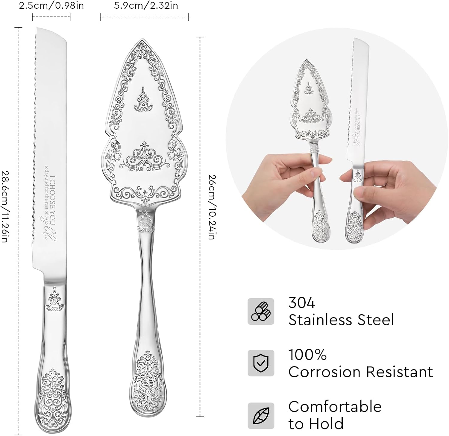 TRA-AW Bridal Silver Wedding Cake Knife And Server Set, Vintage Cake ...