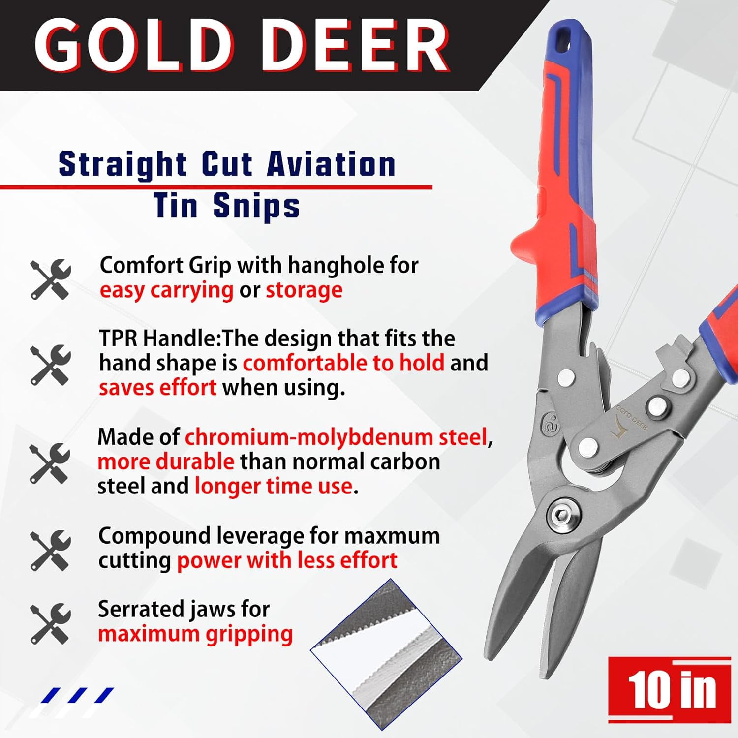 TRA-Aviation Tin Snips Straight Cutting Metal Sheet Cutter High ...