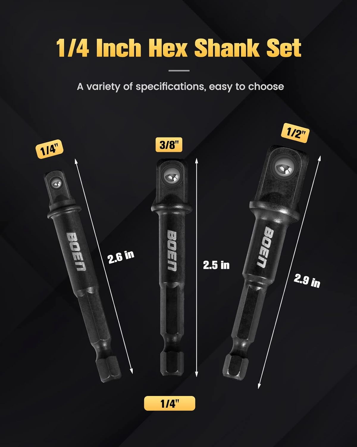 TRA-BOEN Impact Grade Socket Adapter Set, 3-PCS Drill Bit Adapter with ...