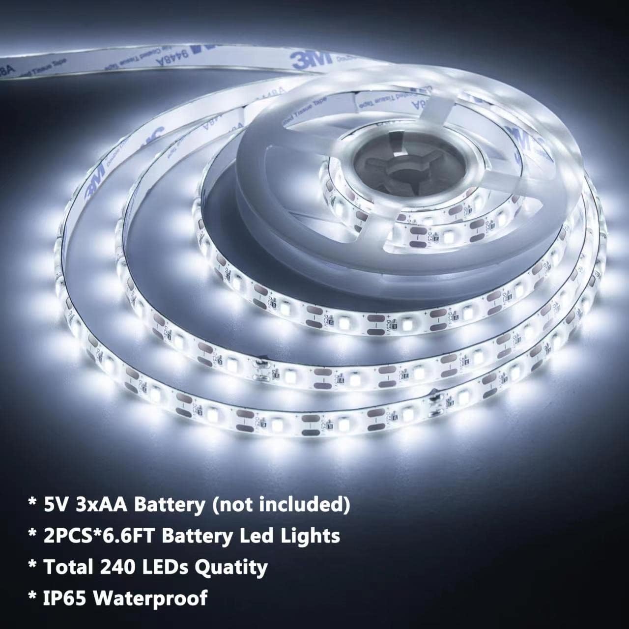 TRA-Battery Operated LED Strip Lights with Remote Daylight White, Timer ...