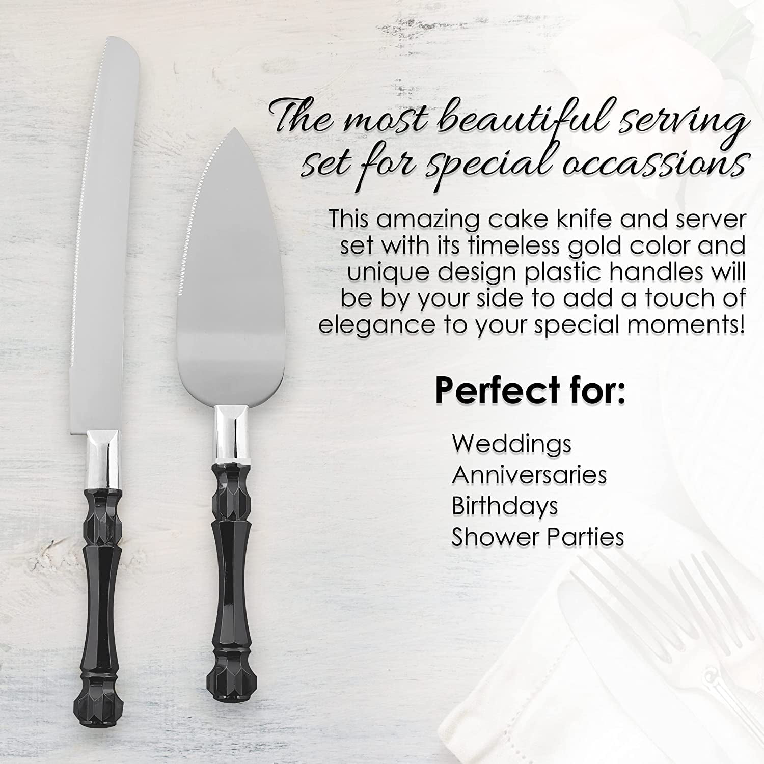 TRA-Black Cake Knife and Server Set, Cake Cutter and Pie Spatula, Cake ...