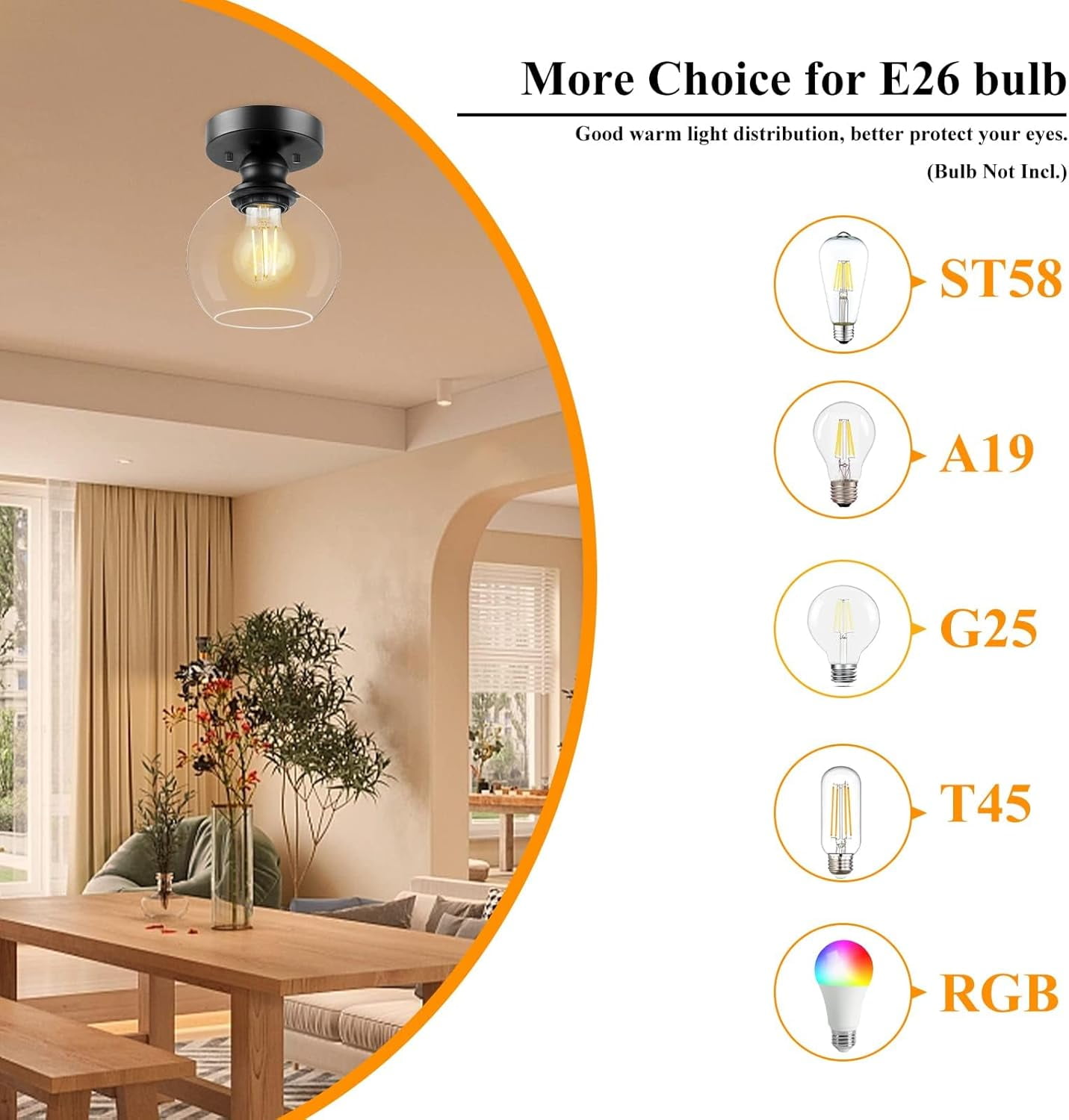 TRA-Boostarea Industrial Semi Flush Mount Ceiling Light, Vintage ...