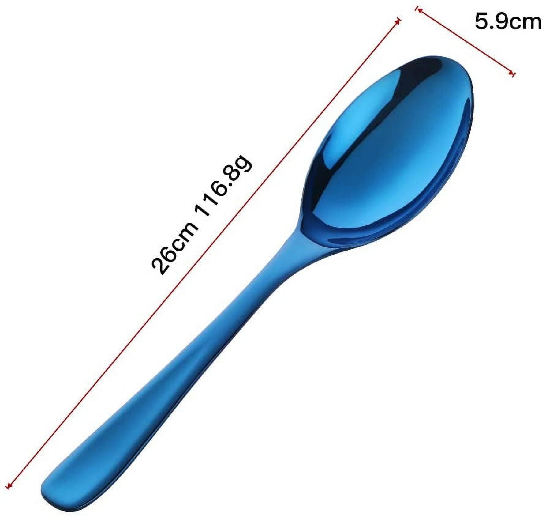 TRA-Buffet Serving Spoons, Stainless Steel 10 Inch Blue Plated Server ...