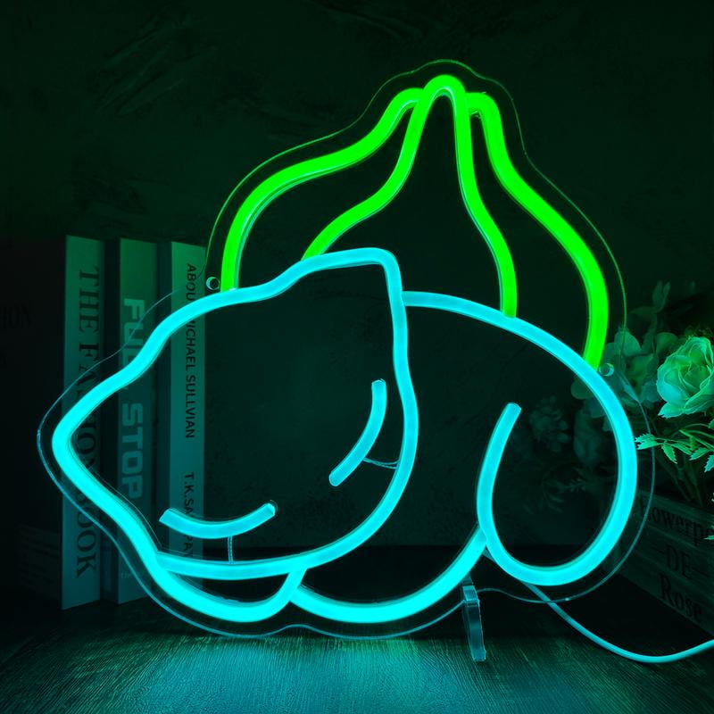 TRA- Bulbasaur Neon Sign, USB Powered, Wall Decor for Room/Bar ...
