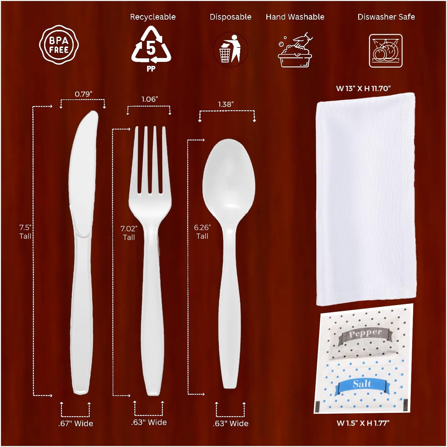 TRA-Bulk Heavy Weight Cutlery Individually Wrapped White Plastic ...