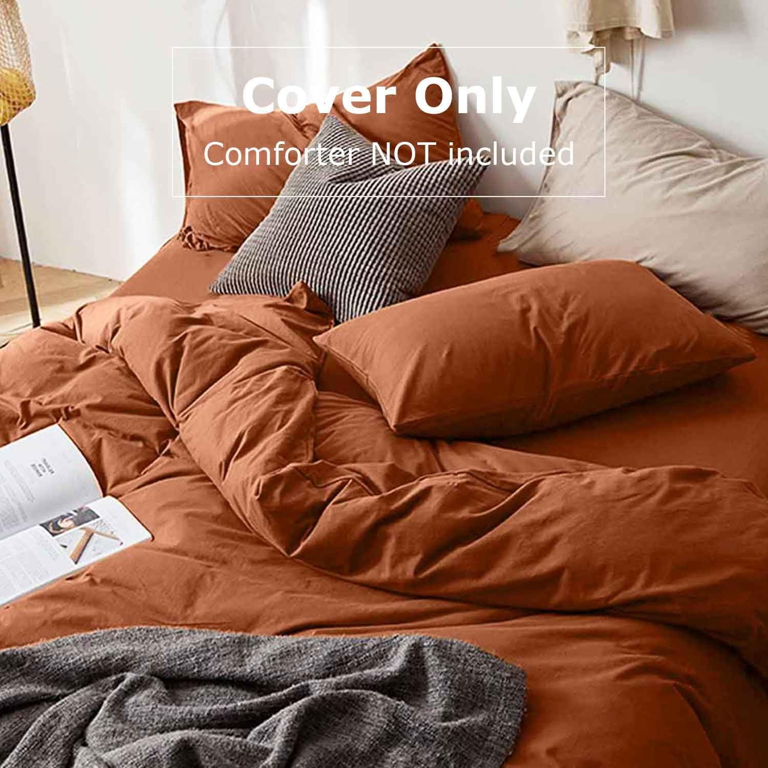TRA-Burnt Orange Duvet Cover King Size 3 Pieces, Boho Soft Terracotta ...