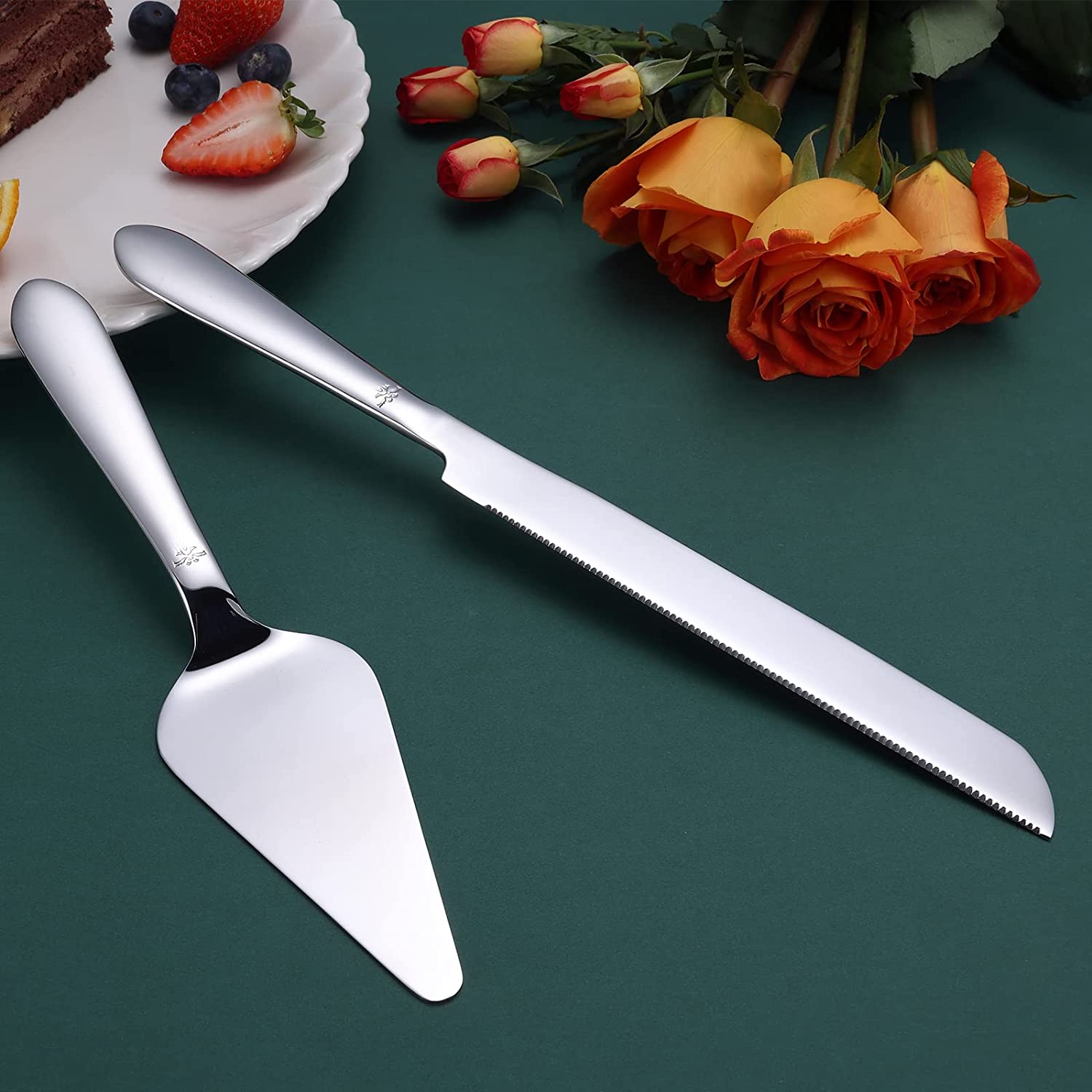 TRA-Cake Cutting Set for Wedding, Elegant Cake Knife and Server Set ...