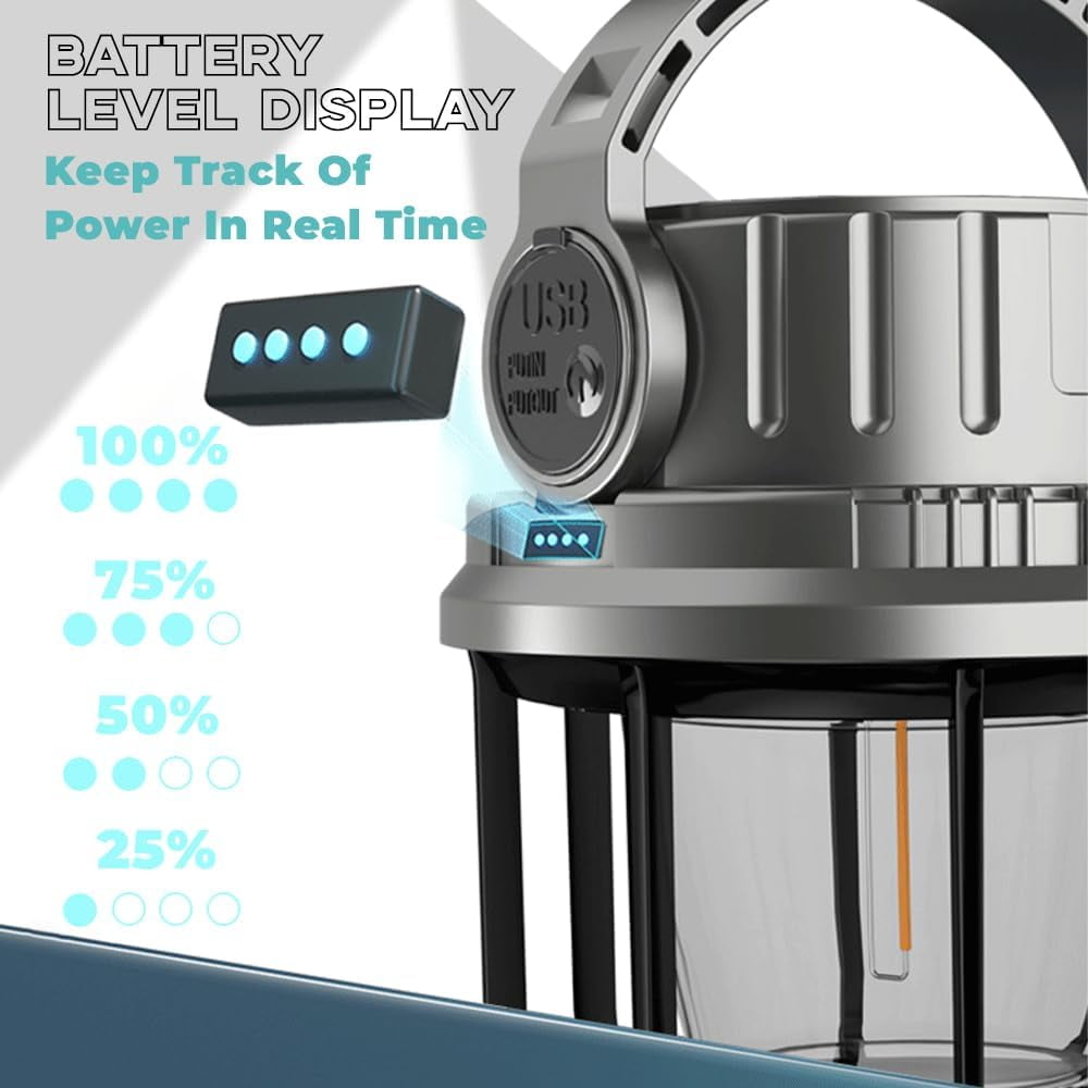 TRA-Camping Lantern, Hanging Lanterns with Sloar Panel and 3 Light ...