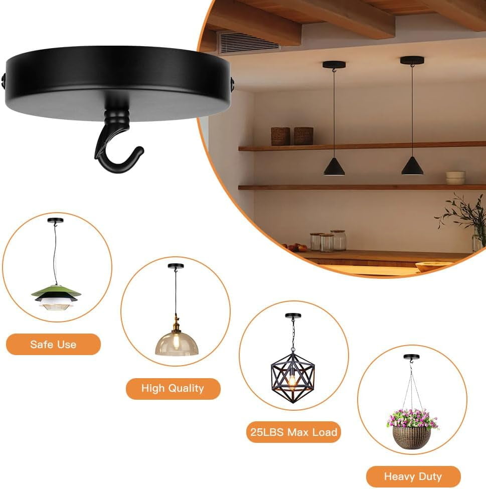 TRA-Ceiling Canopy Kit, Black Chandelier Pendant Light Canopy Kit, 4-3/ ...