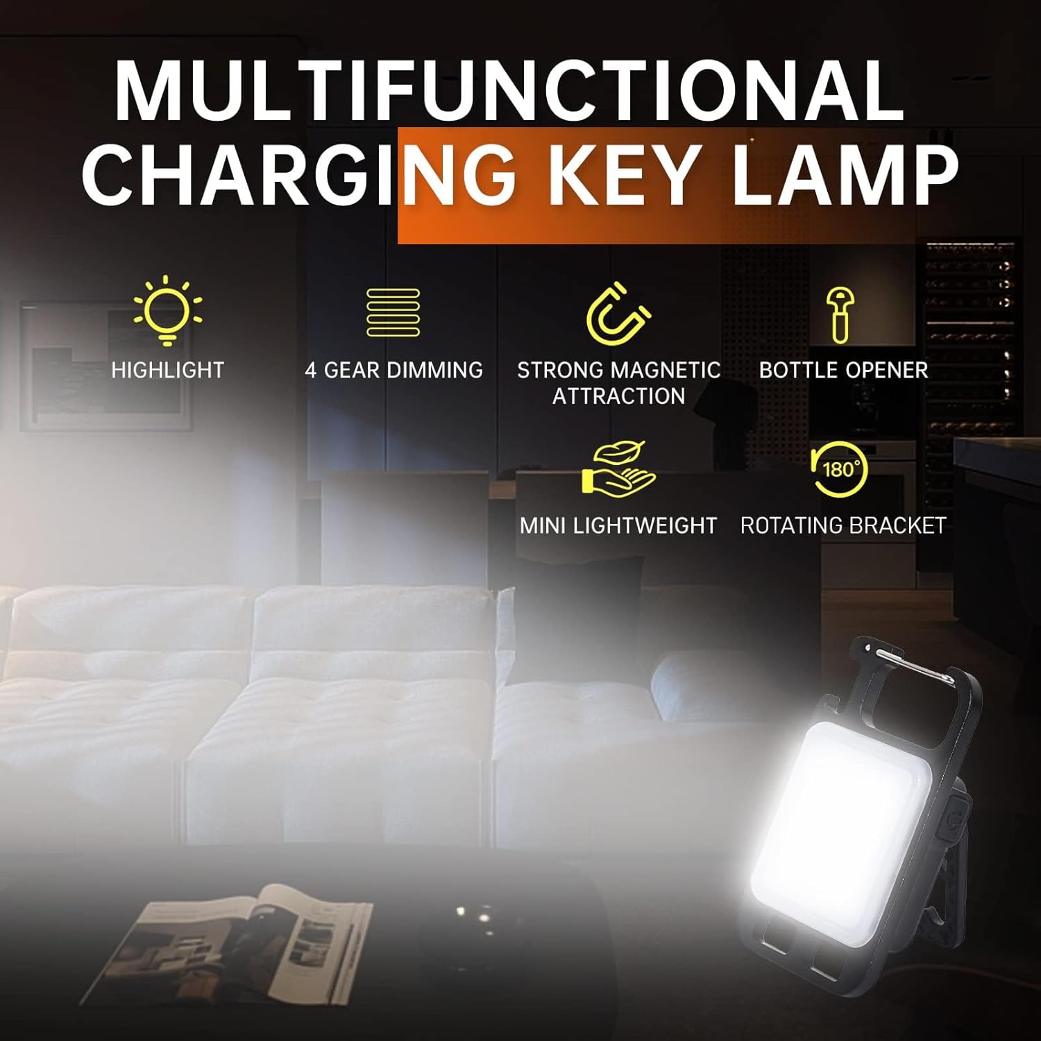 TRA-Cob Keychain Work Light, 4 Mode Emergency Light with Magnet Base ...