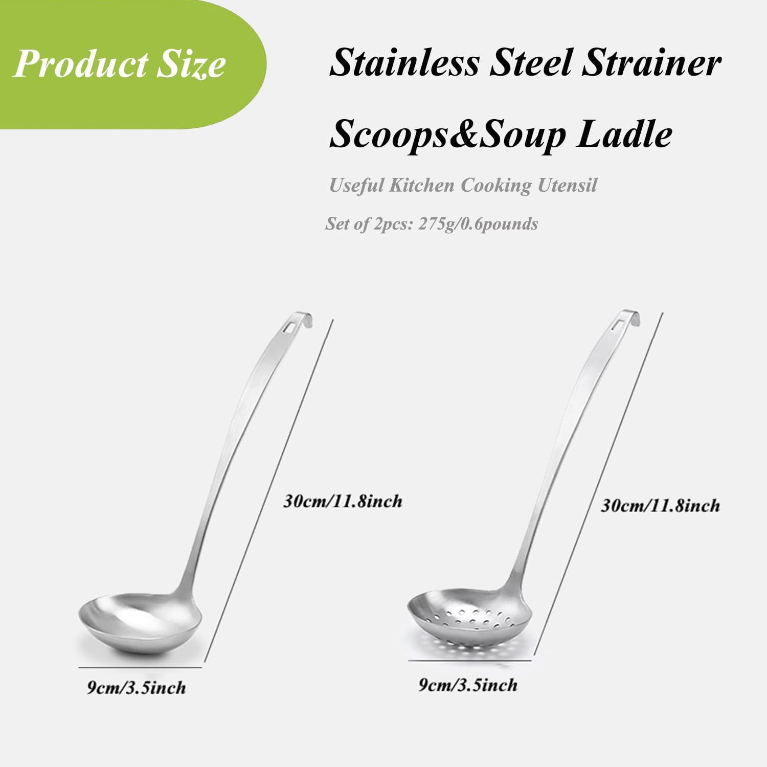 TRA-Cooking Ladles,Serving Scoop And Ladle Strainer Set Of 2 with Hook ...