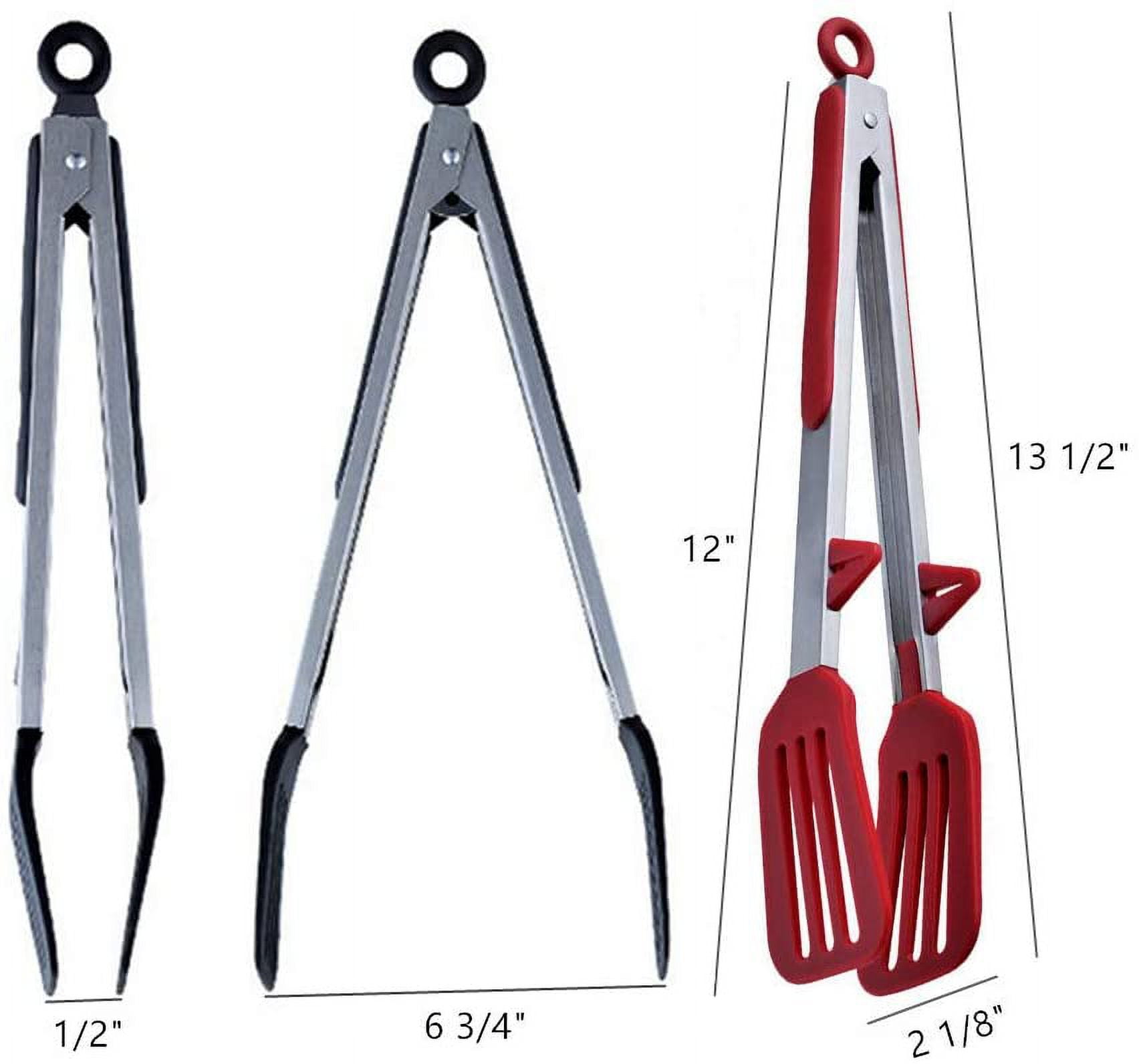 TRA-Cooking Tongs,BBQ Tongs,Stainless Steel Kitchen Silicone Serving ...