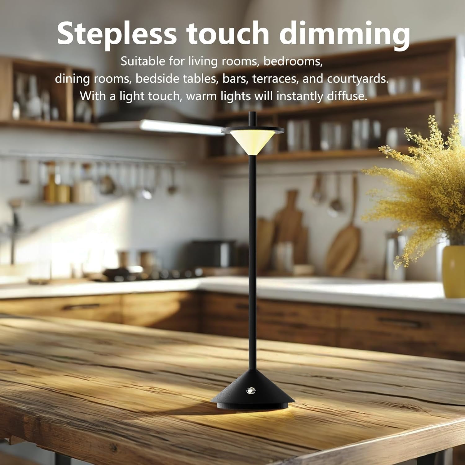 TRA-Cordless Rechargeable Table Lamp - Small Battery Operated Bedside ...