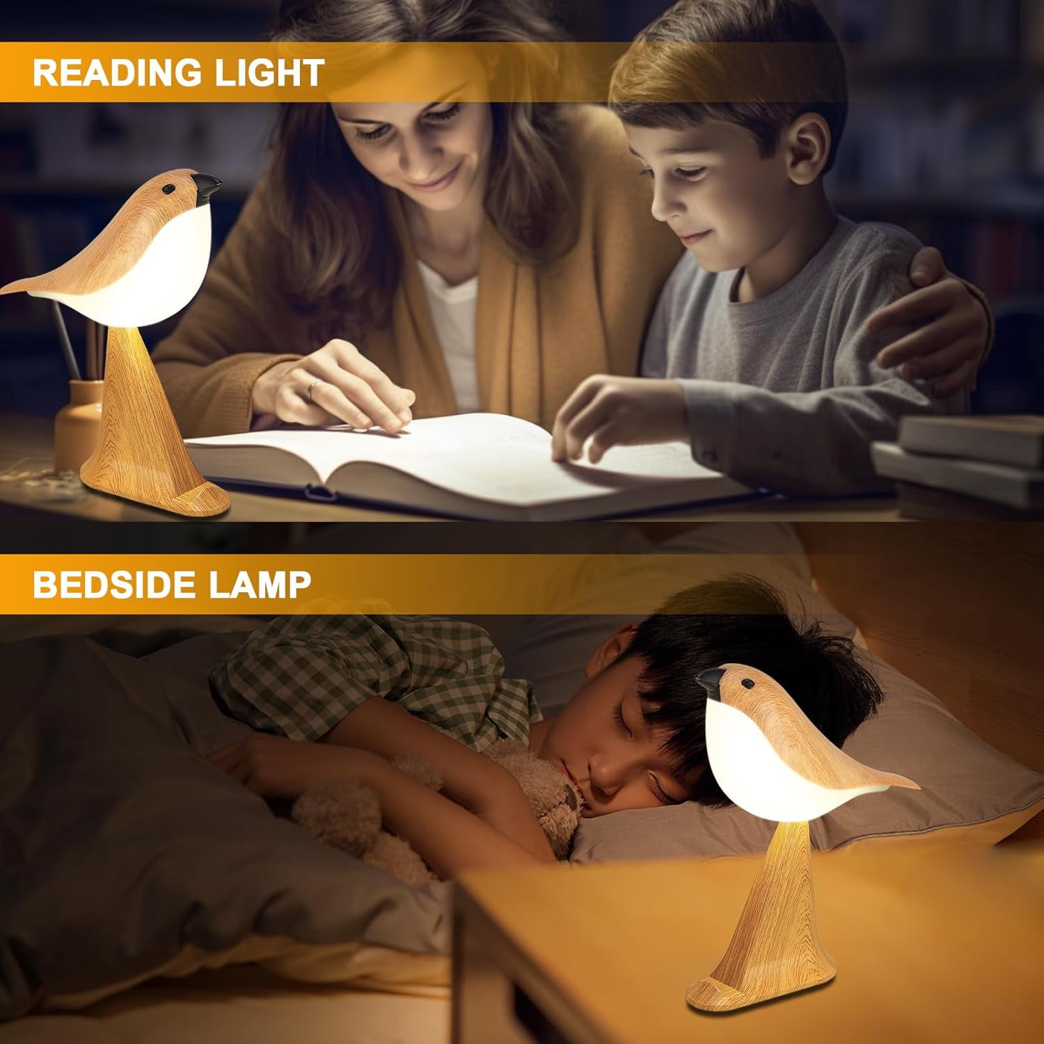 TRA-Cute Bird Table Lamp, Touch Control Bedside Lamp, Brid Night Light, Cordless Small Desk ...