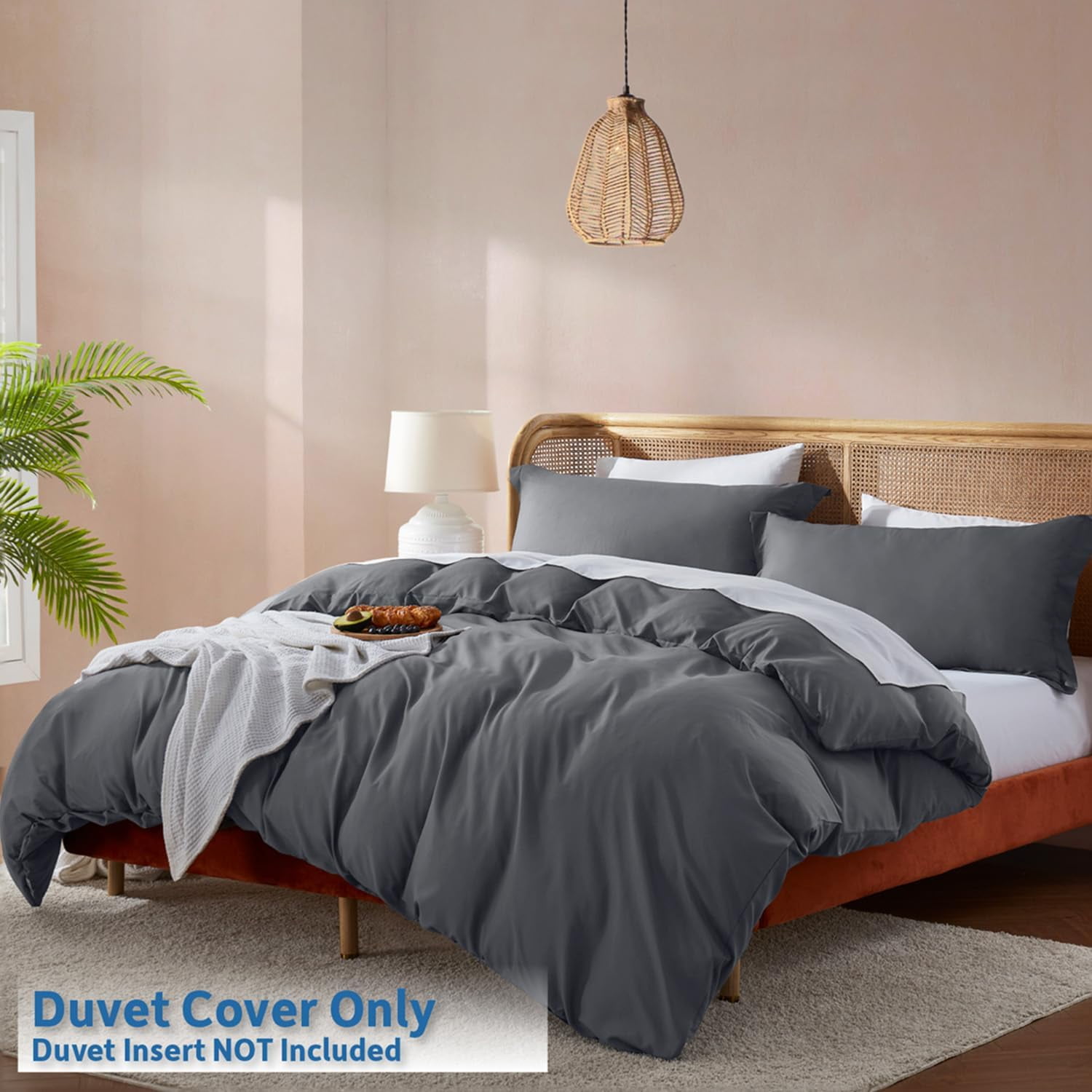 TRA-Dark Grey Duvet Cover King Size - Soft Double Brushed King Duvet Cover Set, 3 Piece, with ...