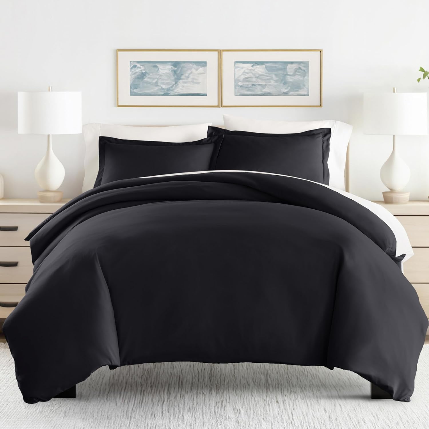 TRA-Duvet Cover Queen (Black) - Experience Hotel-Like Comfort with ...