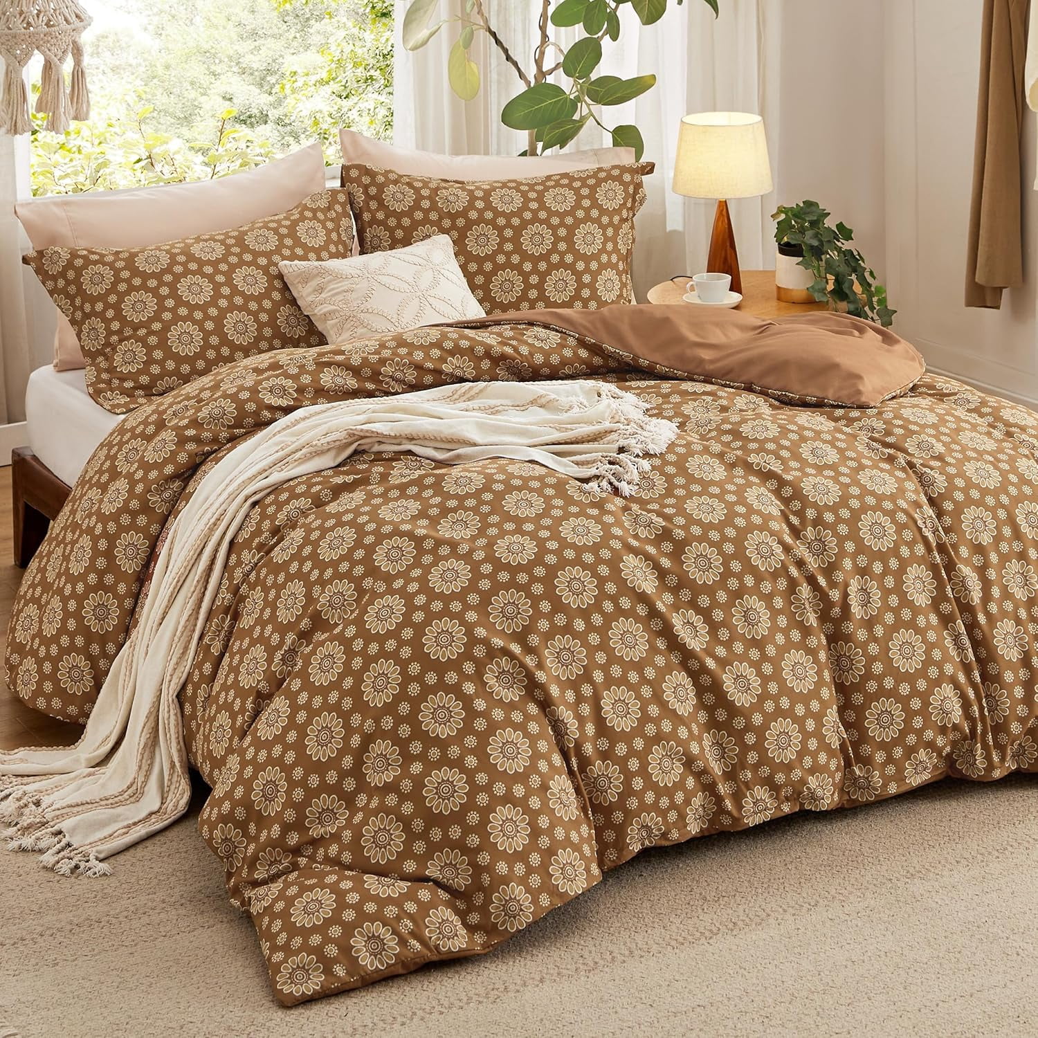 TRA-Duvet Cover Queen Size - Reversible Floral Duvet Cover Set with ...