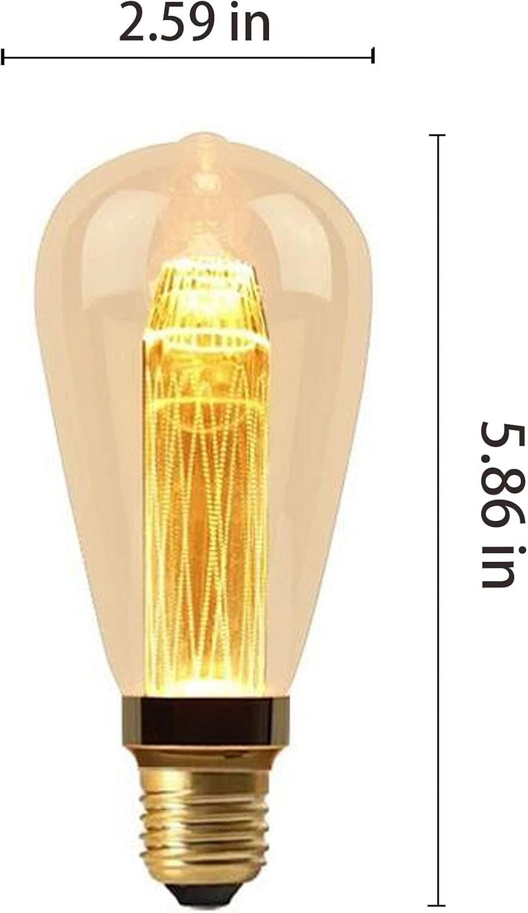 TRA-E26 Edison Vintage Filament Light Bulbs ST64 Amber Glass Bulb ...
