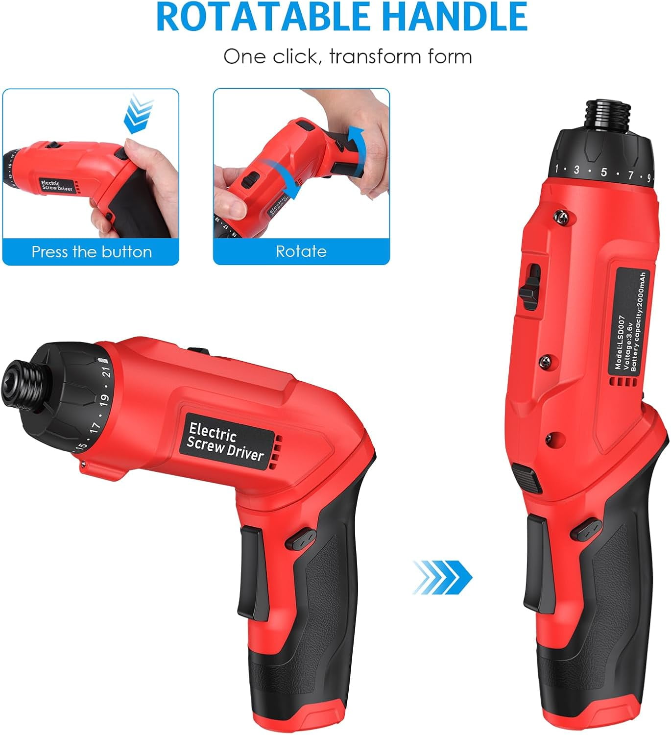 TRA-Electric Power Screwdriver Set, Cordless Screwdriver with Type-C ...