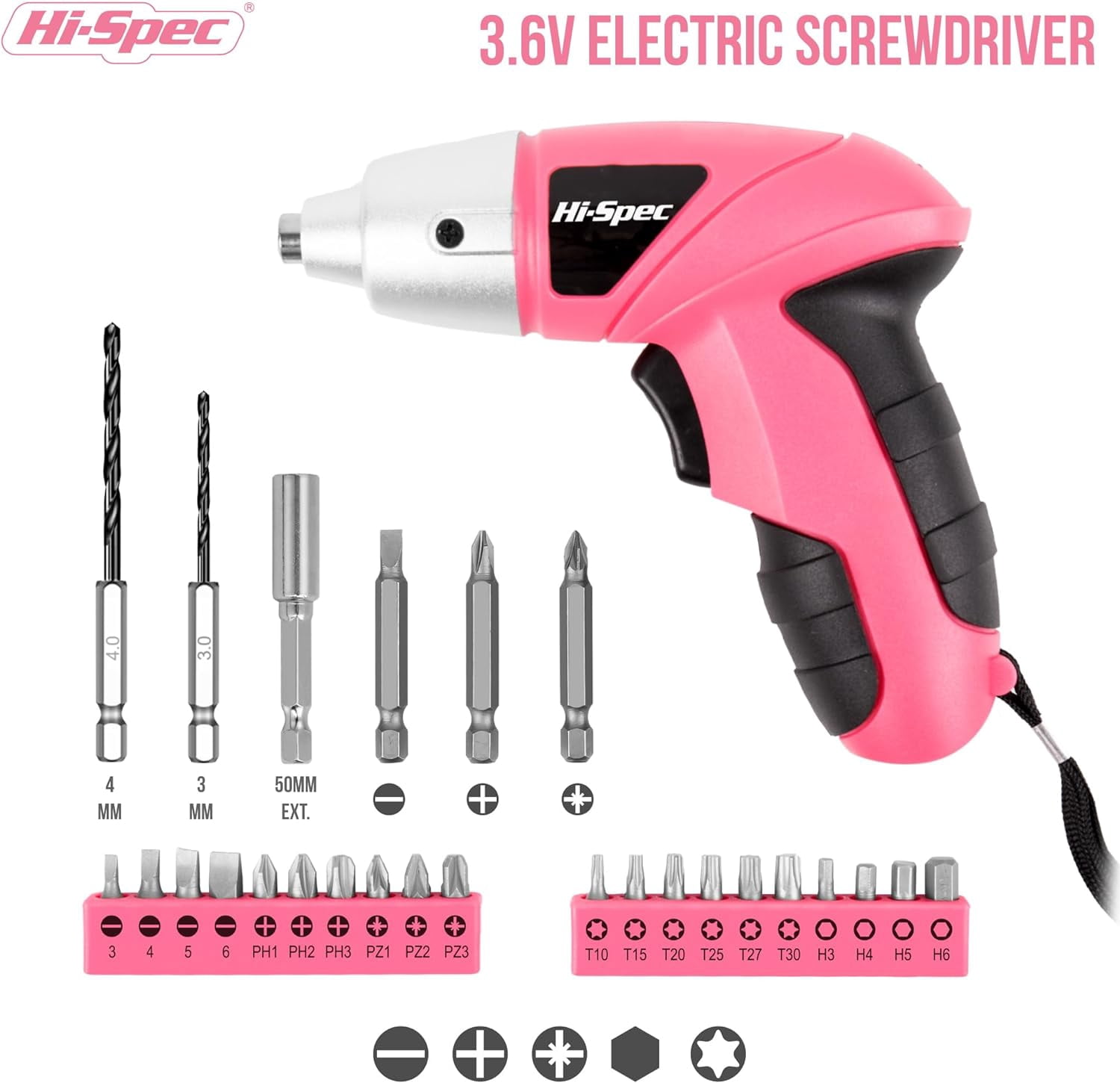 TRA-Electric Screwdriver 27pc 3.6V Pink USB Small Power Screwdriver Set ...