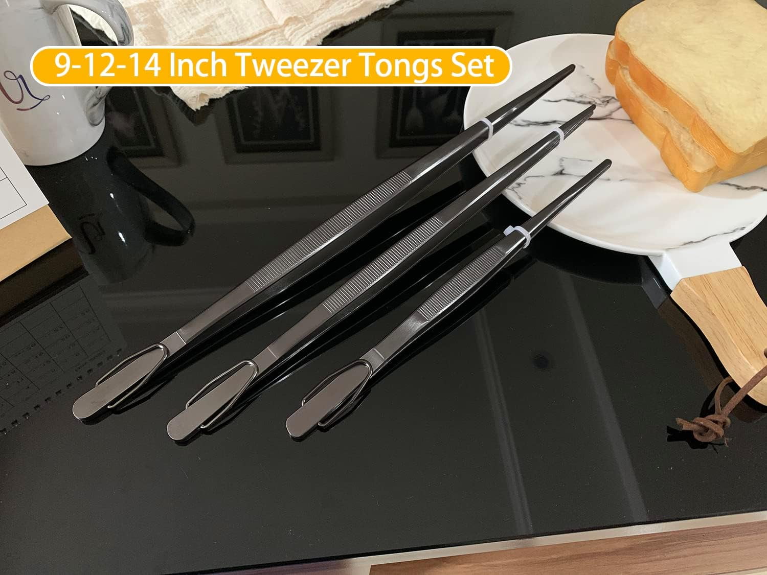 TRA-Extra Long Kitchen Tweezers Heavy Duty Stainless Steel Cooking ...