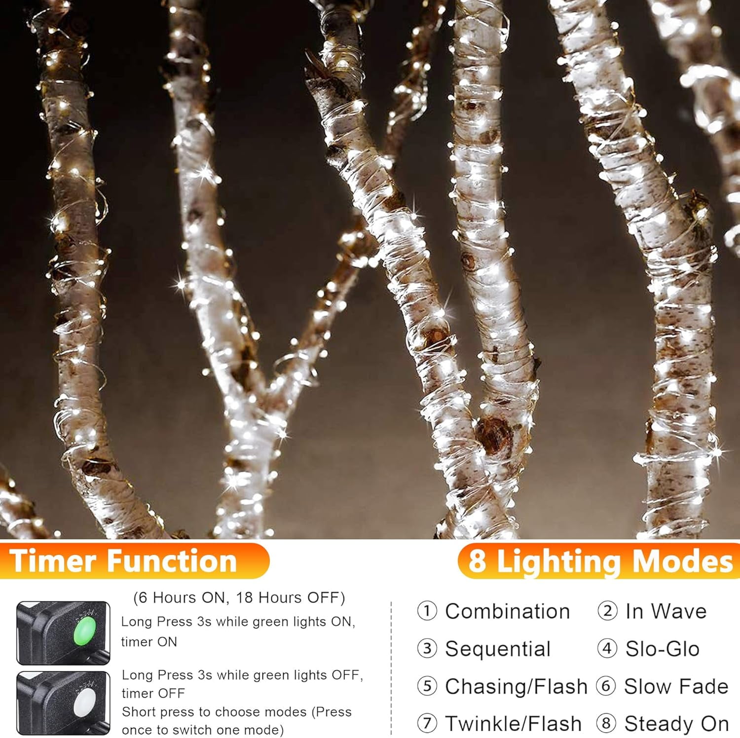 TRA-Fairy String Lights 66FT 200 LEDs Plug in Fairy Lights Indoor ...